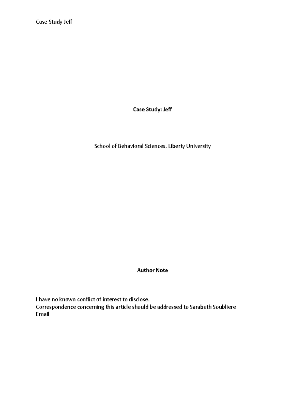 Jeff case study 2022-2023 - Case Study: Jef School of Behavioral ...