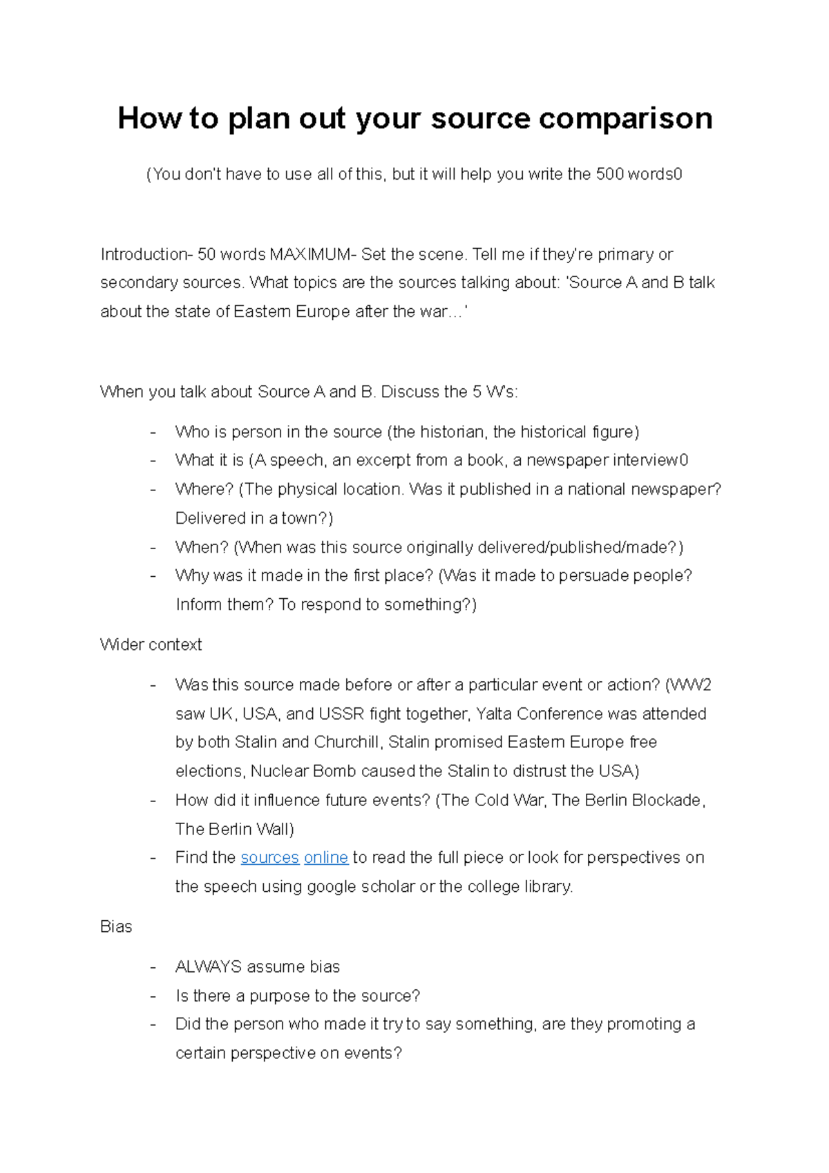 How to plan out your source comparison - Tell me if they’re primary or ...