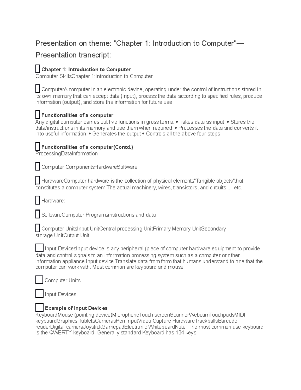 Computer Basics Presentation on theme - Presentation on theme: "Chapter 1: Introduction to - Studocu