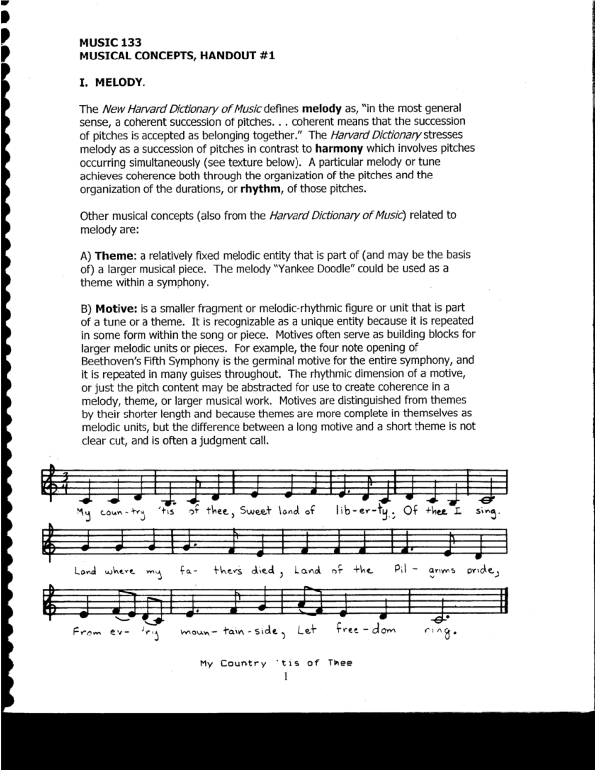 Music Terminology Handout - MUS 133 - Studocu