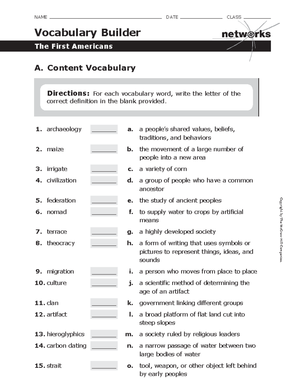 Ch 1 Vocab - Copyright by The McGraw-Hill Companies. The First ...