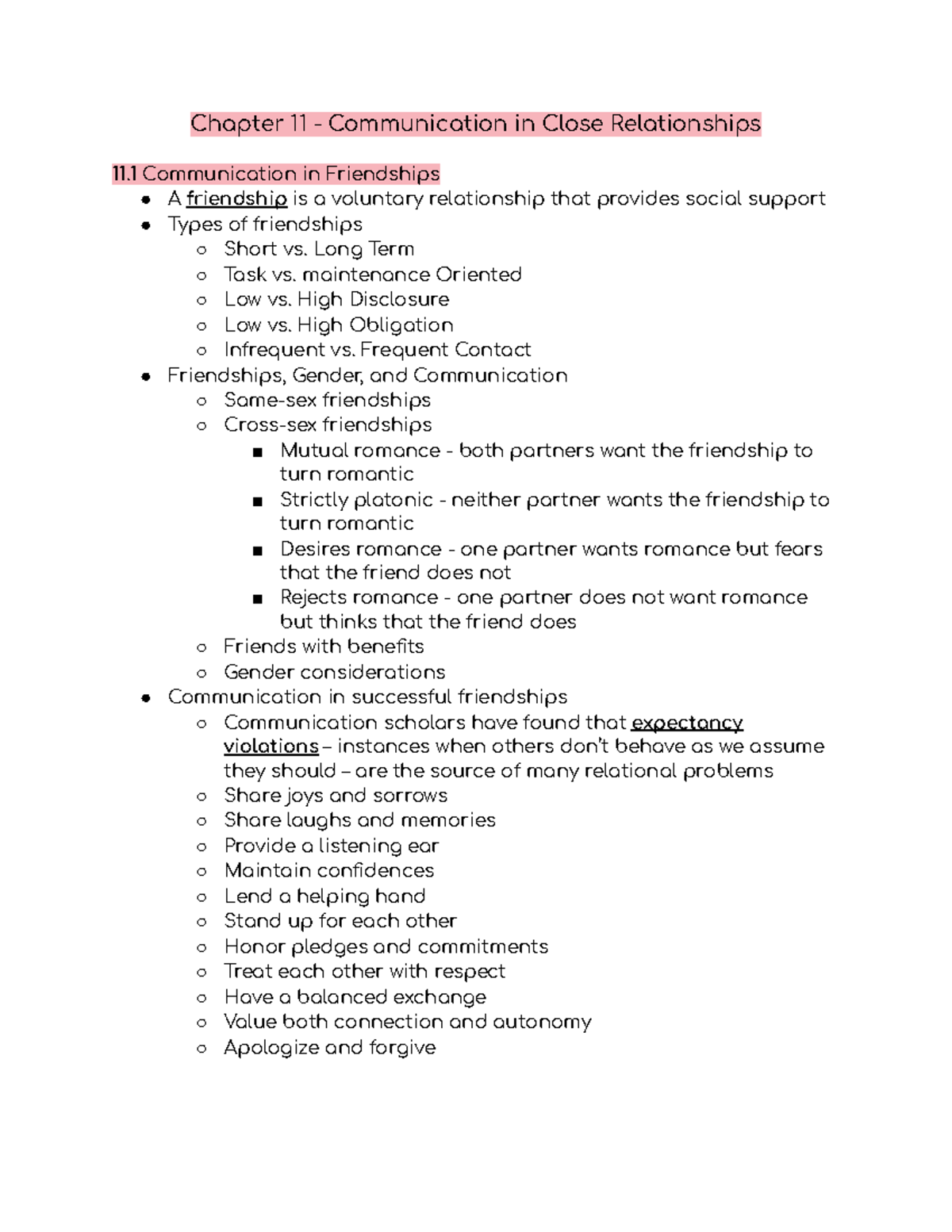 Chapter 11 - Communication in Close Relationships - Chapter 11 ...