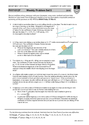PHY Formula Sheet - PHY1012F - UCT - Studocu