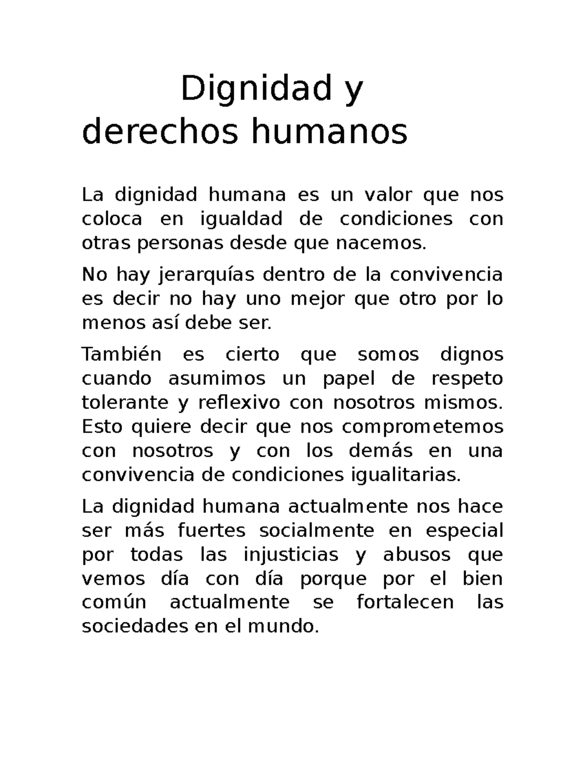 Dignidad y derechos humanos - Dignidad y derechos humanos La dignidad ...