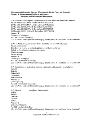 Chapter 14 - test bank - 1 Management Information Systems: Managing the ...