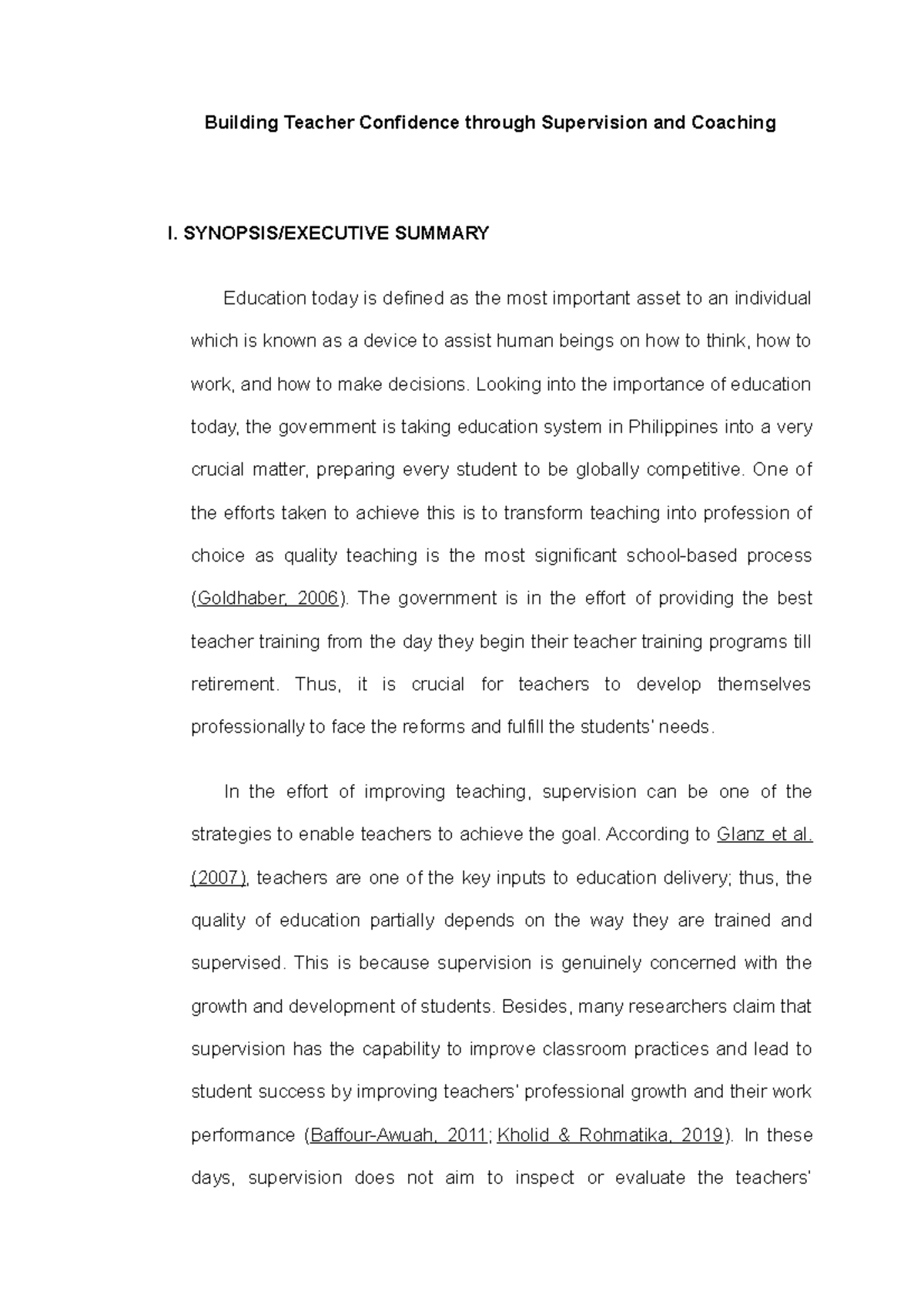 CASE Study- Building Teacher Confidence through Supervision and ...