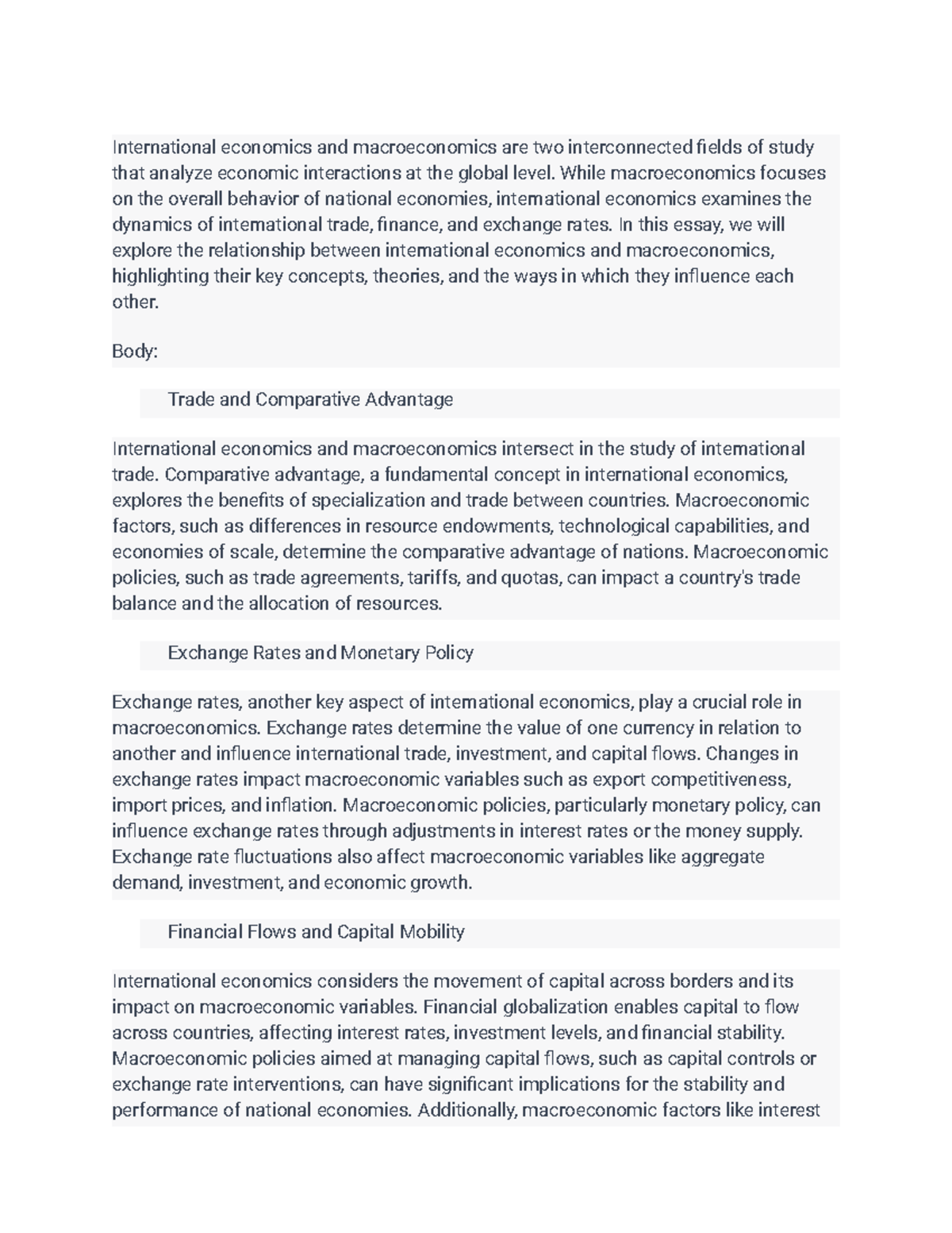 Exploring the Interconnections - International economics and ...
