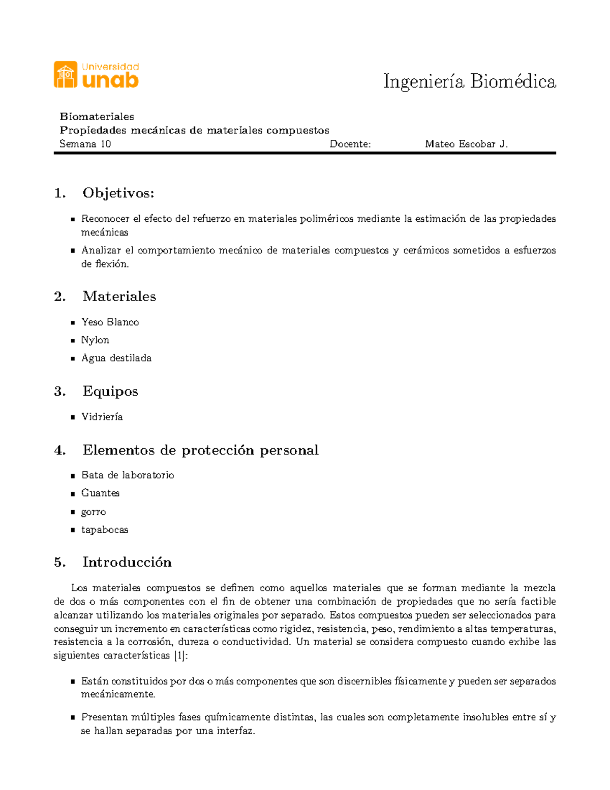 Práctica materiales compuestos - Ingenier ́ıa Biom ́edica Biomateriales ...