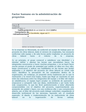Examen Factor humano en la administración de proyectos - Factor humano en la administración de ...