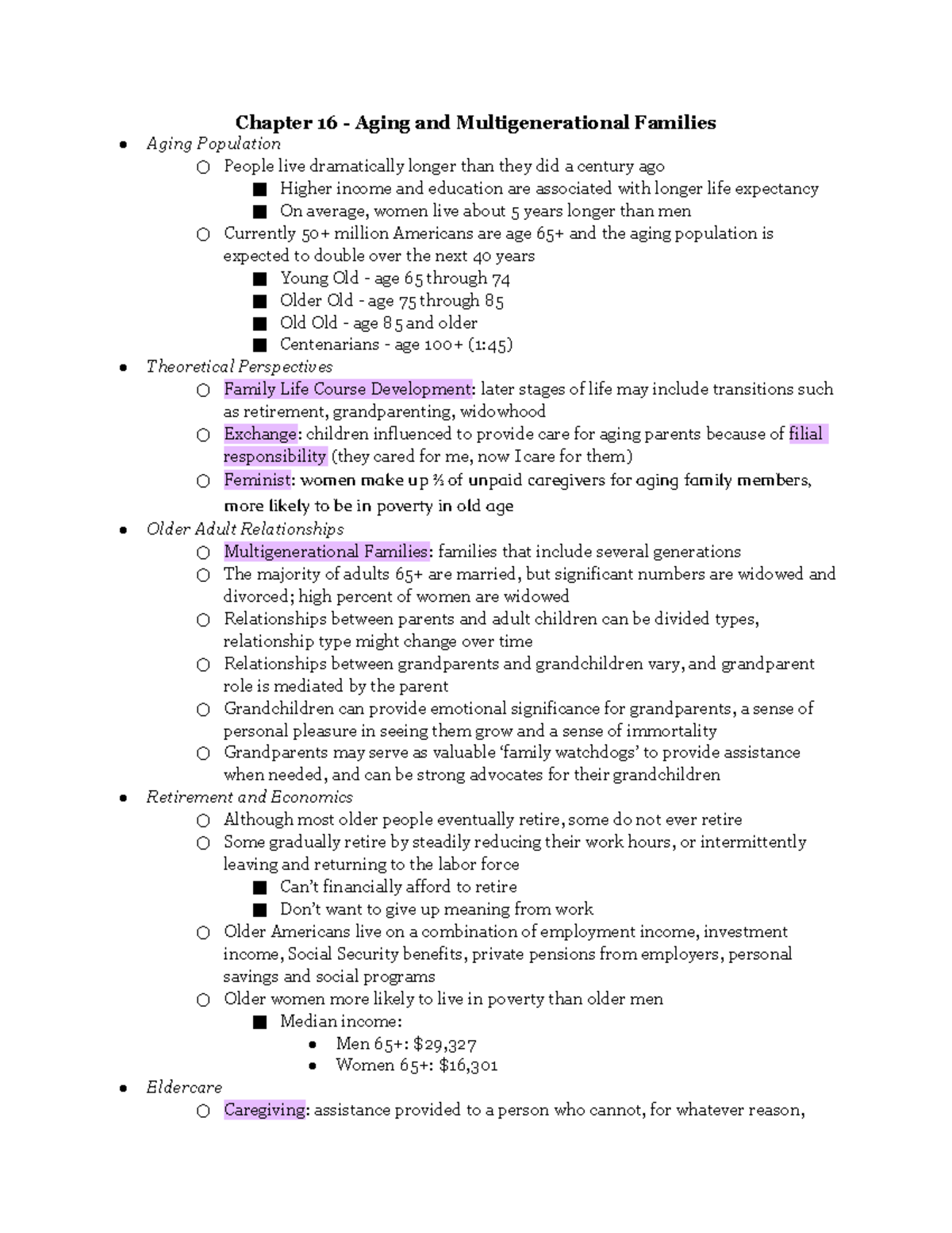 Hdfschapter 16 - Professor Dena Wyum - Chapter 16 - Aging and ...