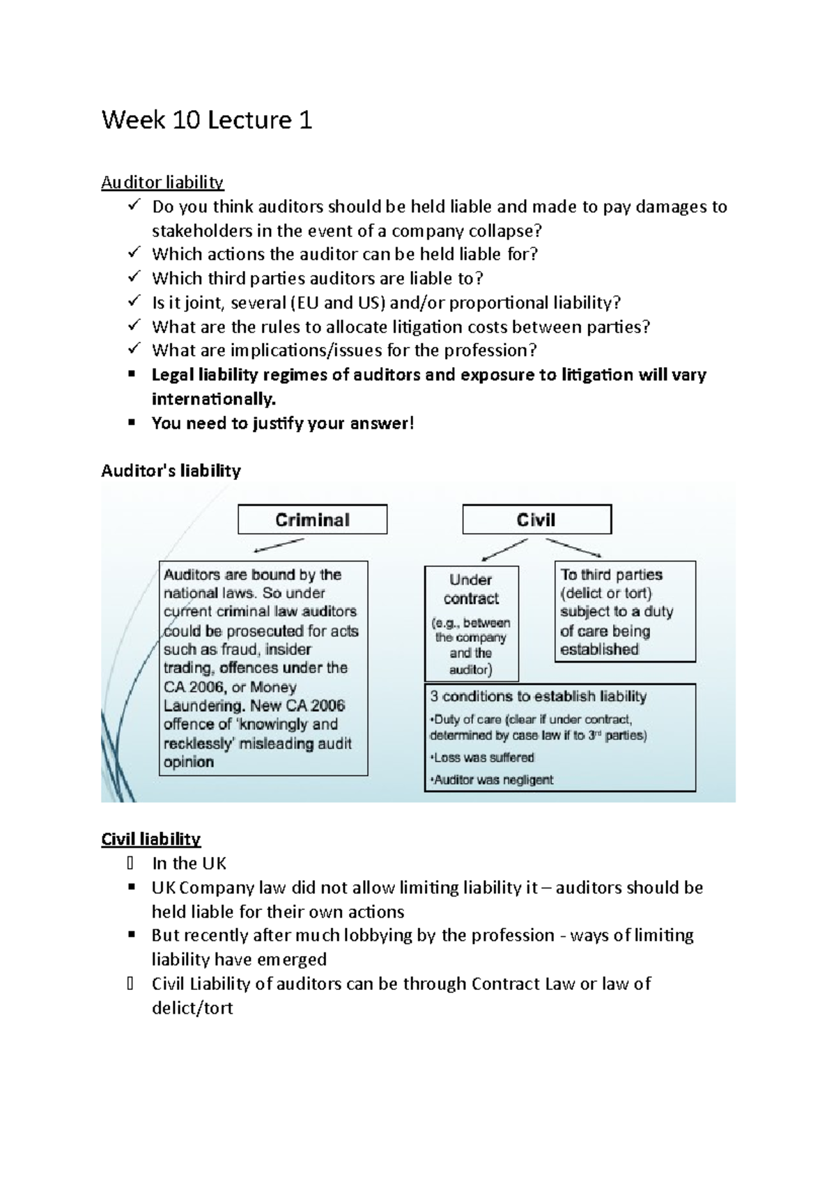 Audit Exam Revision lectures wk 10-11 - Week 10 Lecture 1 Auditor ...