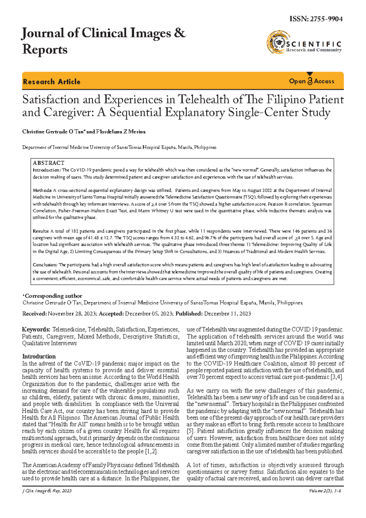 Rrl 4 - Research Article Open Access Satisfaction and Experiences in ...