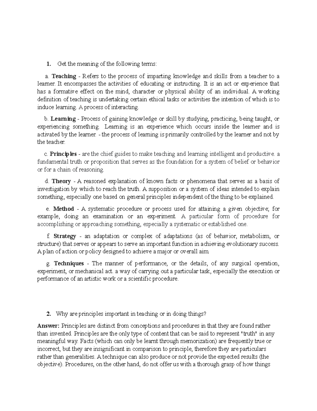 Activity principles and strategies - 1. Get the meaning of the ...