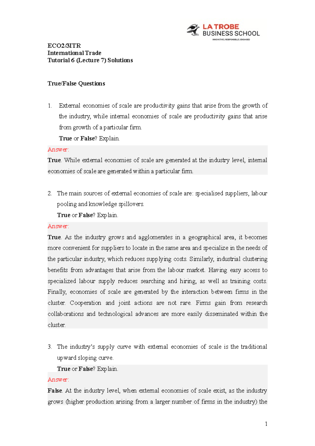 Tutorial 6 - Quesions and Solutions- External Economies of Scale and ...