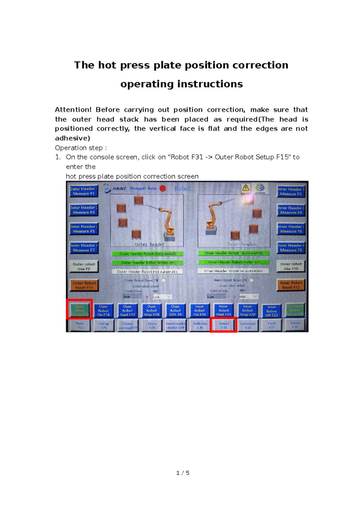 10.Hot press plate position correction operating instructions - The hot ...