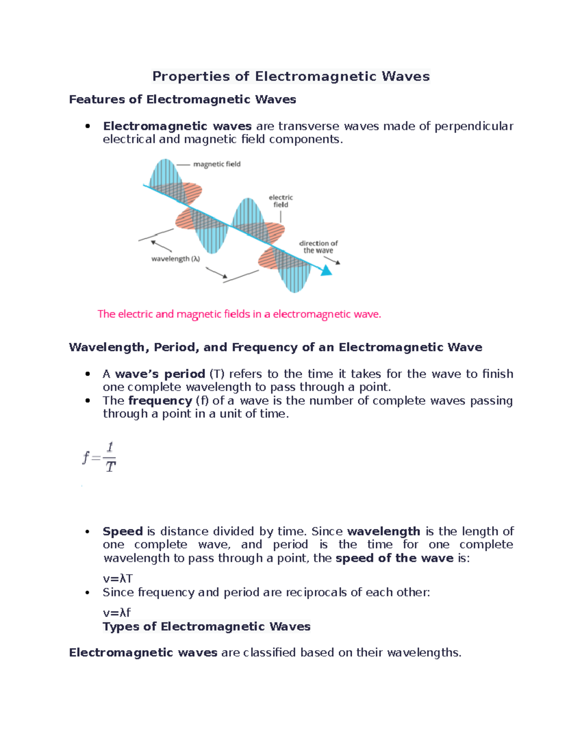 Properties of Electromagnetic Waves - Properties of Electromagnetic ...
