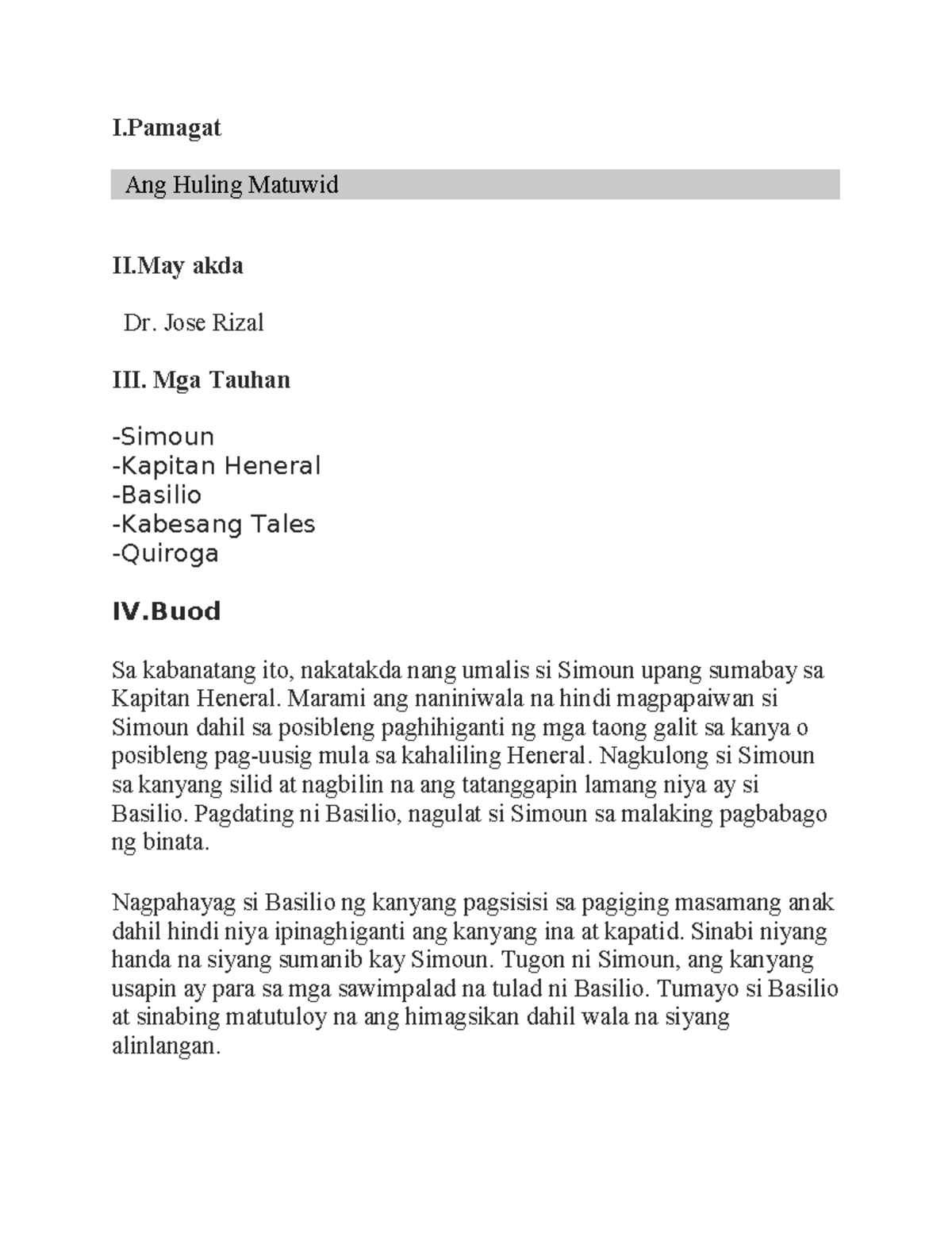 EL FILI - Copy - I Ang Huling Matuwid II akda Dr. Jose Rizal III. Mga ...