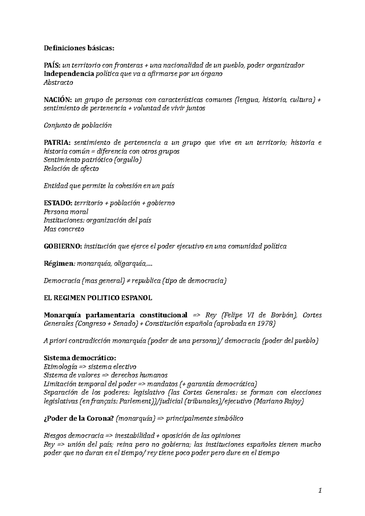 Sistema español - Definiciones básicas: PAÍS: un territorio con ...