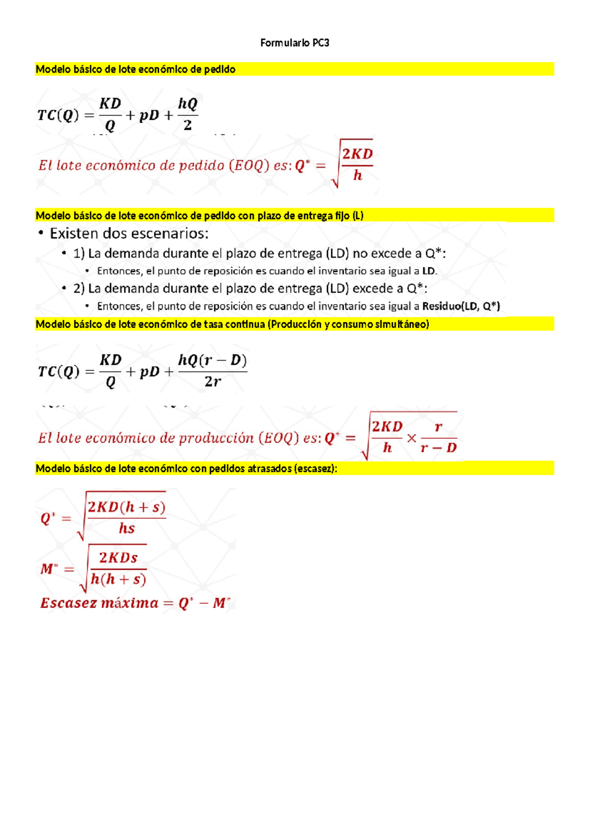 Formulario EOQ - PC3 - Logística Integrada y Cadena de Abastecimiento - Formulario PC Modelo ...