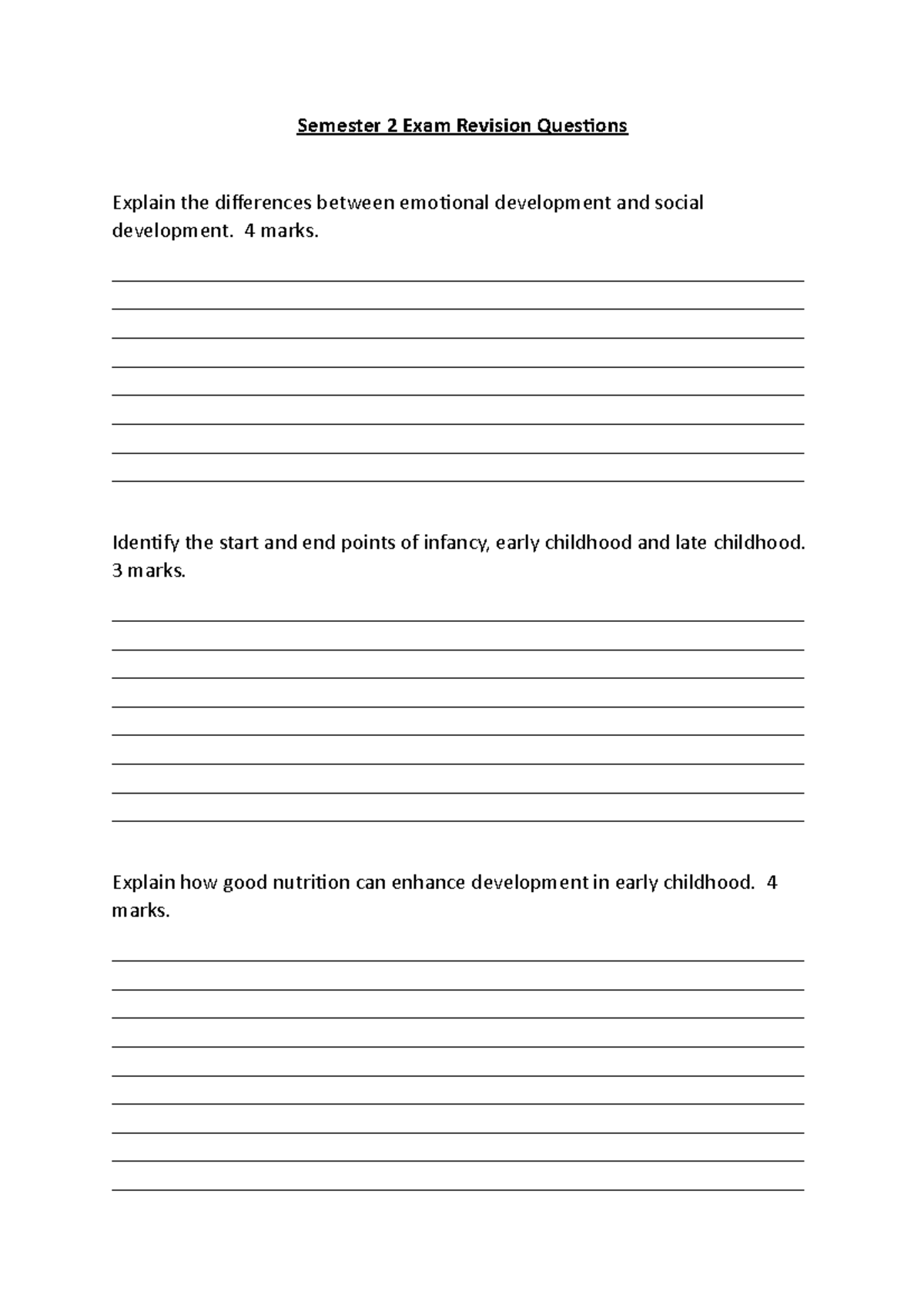 Semester 2 Exam Revision Questions - Semester 2 Exam Revision Questions ...