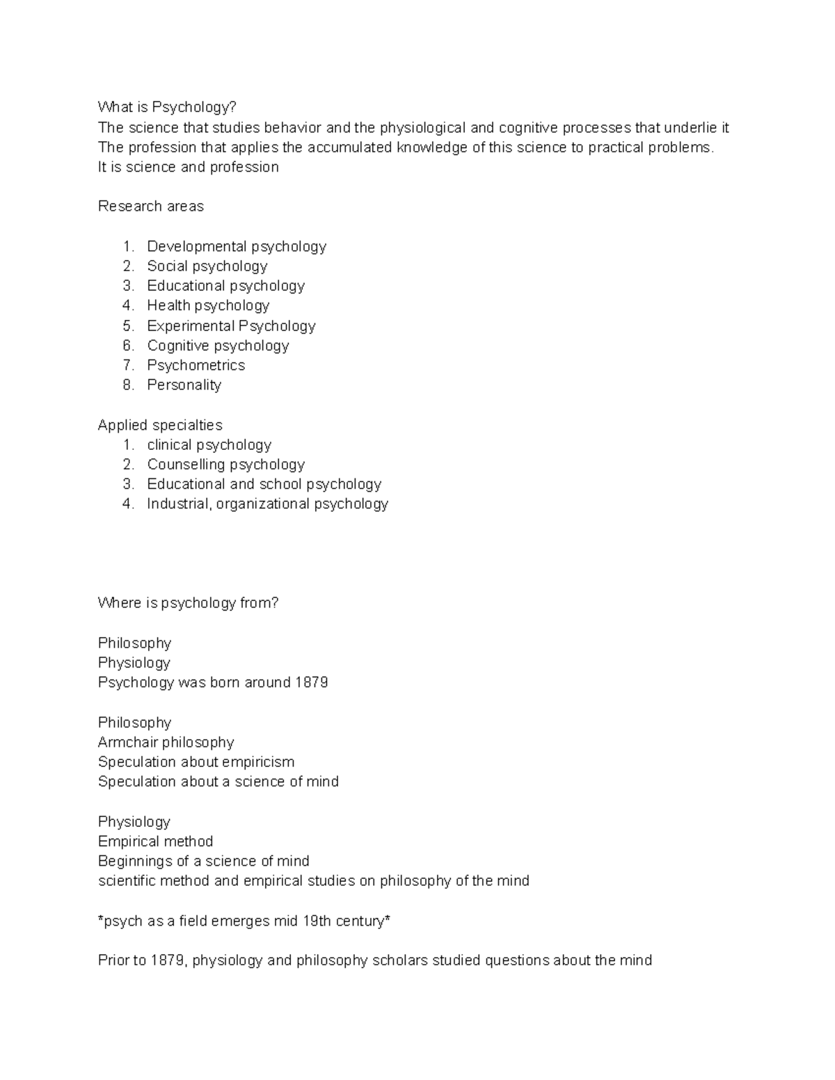 Intro to psycj - psych - What is Psychology? The science that studies ...