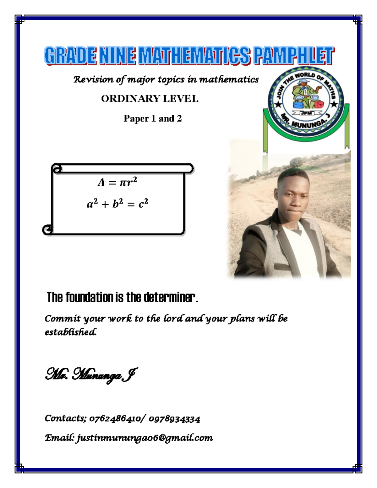 G9 mathematics pamphet - Revision of major topics in mathematics ...