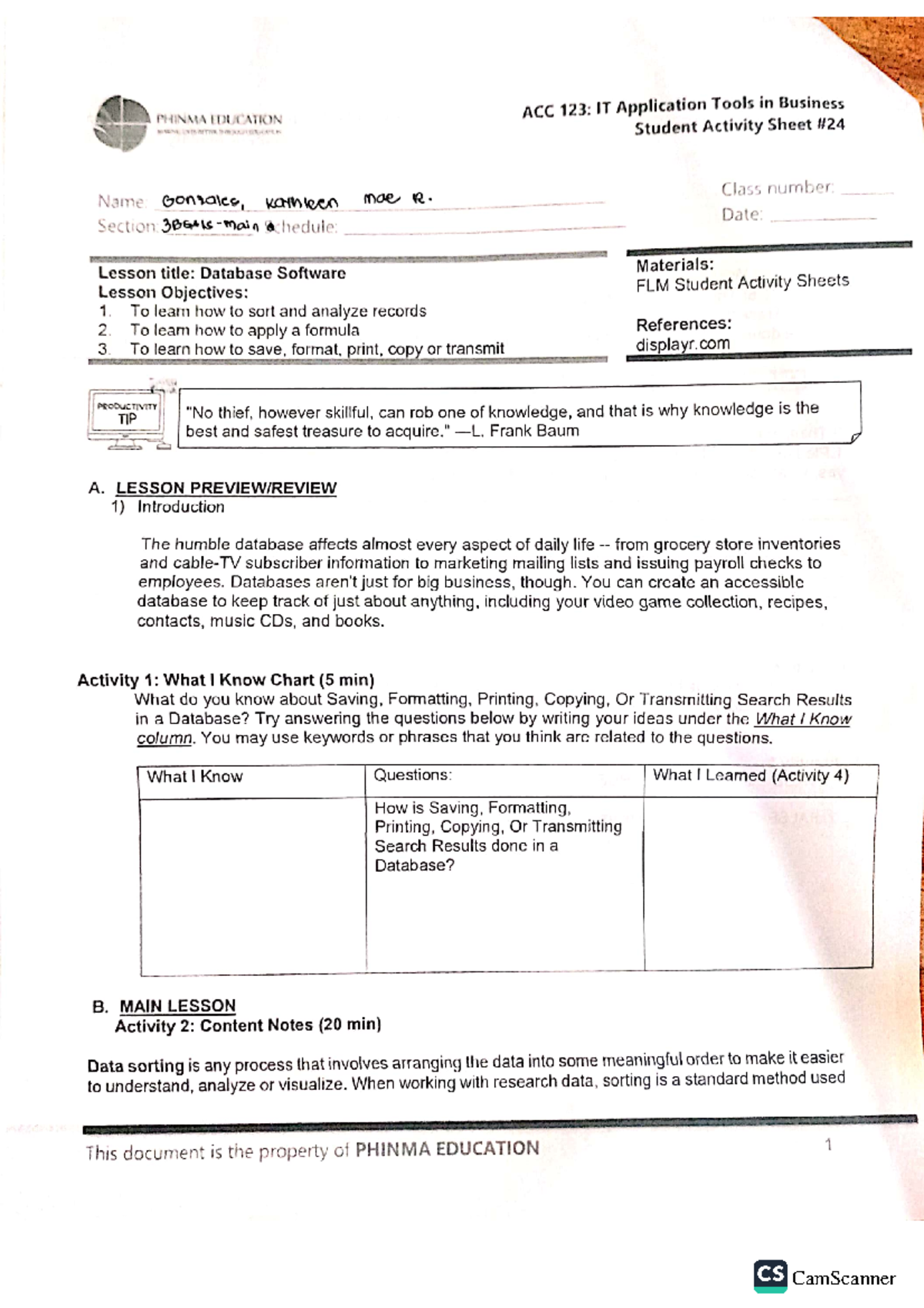 ACC 123 SAS 24 - none - Accounting - CamScanner CamScanner - Studocu