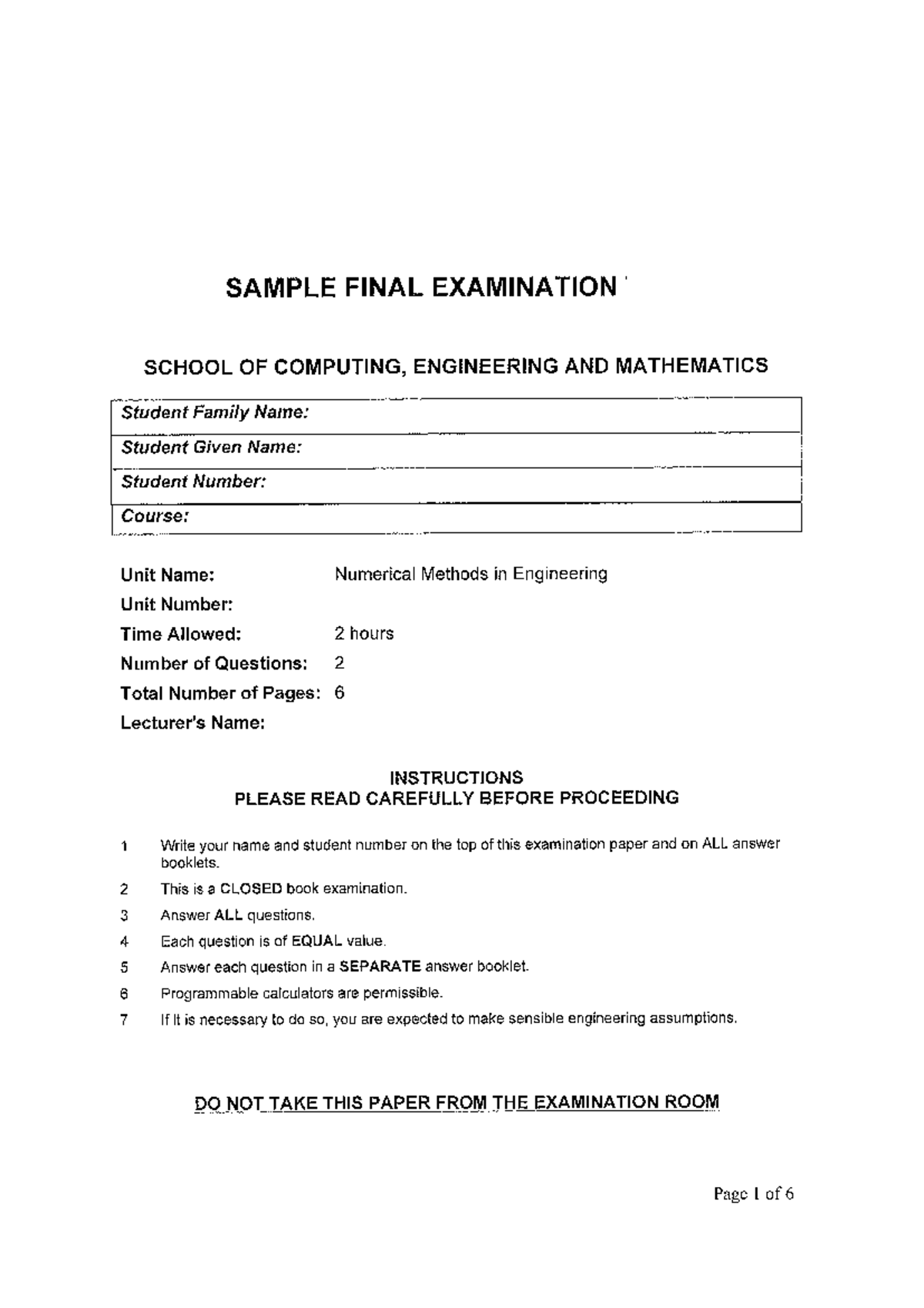 Sample Final Exam Paper - 300488 - Studocu