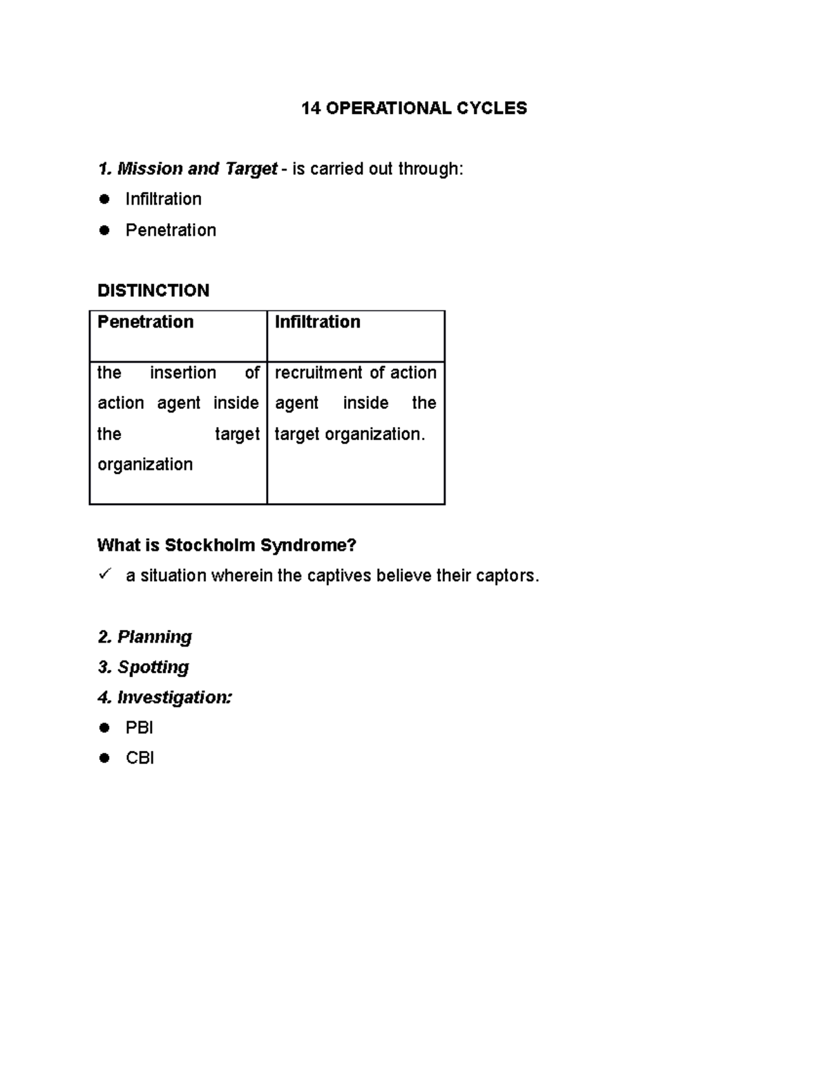 Operational Cycle and Police intelligence operation - 14 OPERATIONAL ...