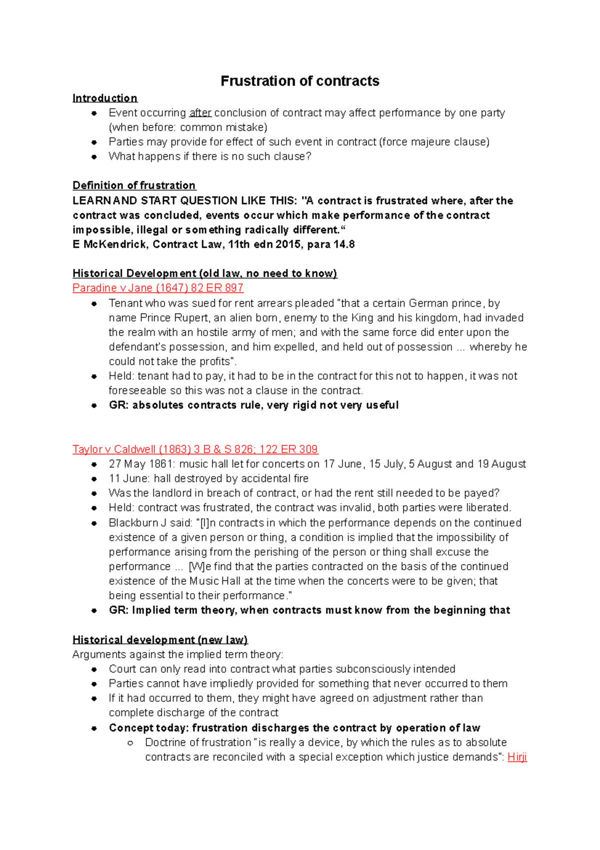 4. Frustration of contracts - Frustration of contracts Introduction ...