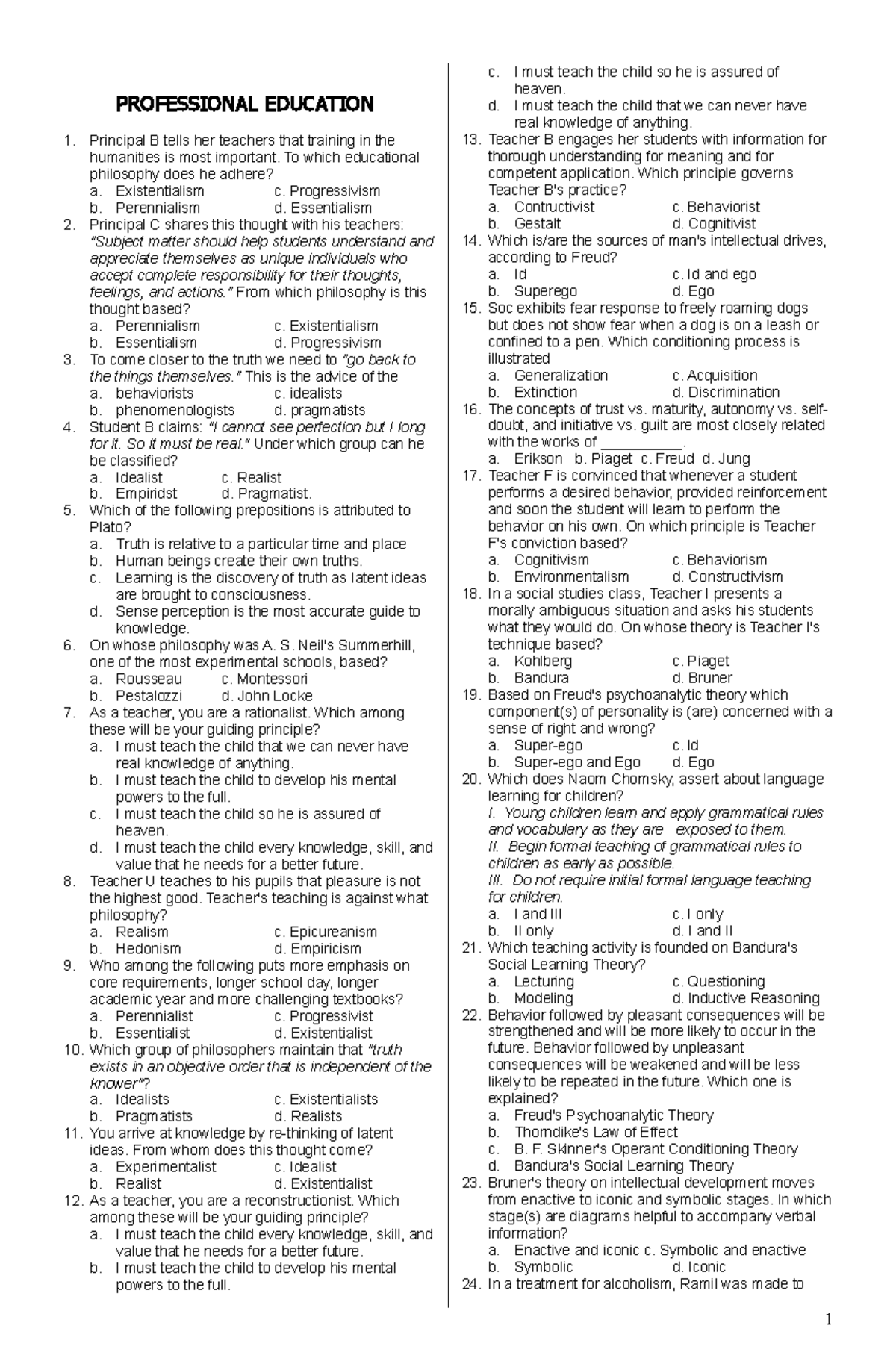 Professional 20 Education - PROFESSIONAL EDUCATION Principal B tells ...