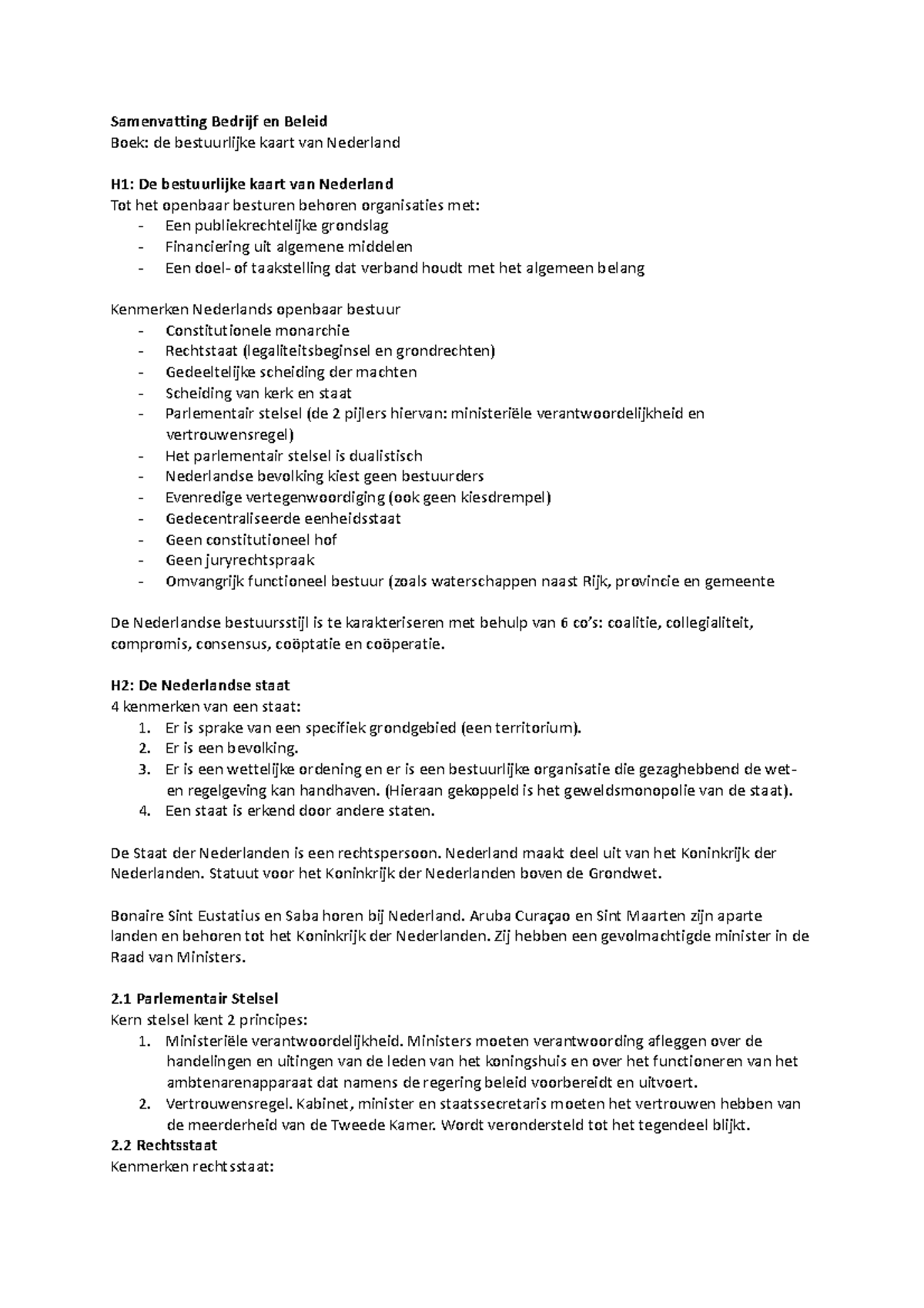 Samenvatting De bestuurlijke kaart van Nederland - Samenvatting Bedrijf ...