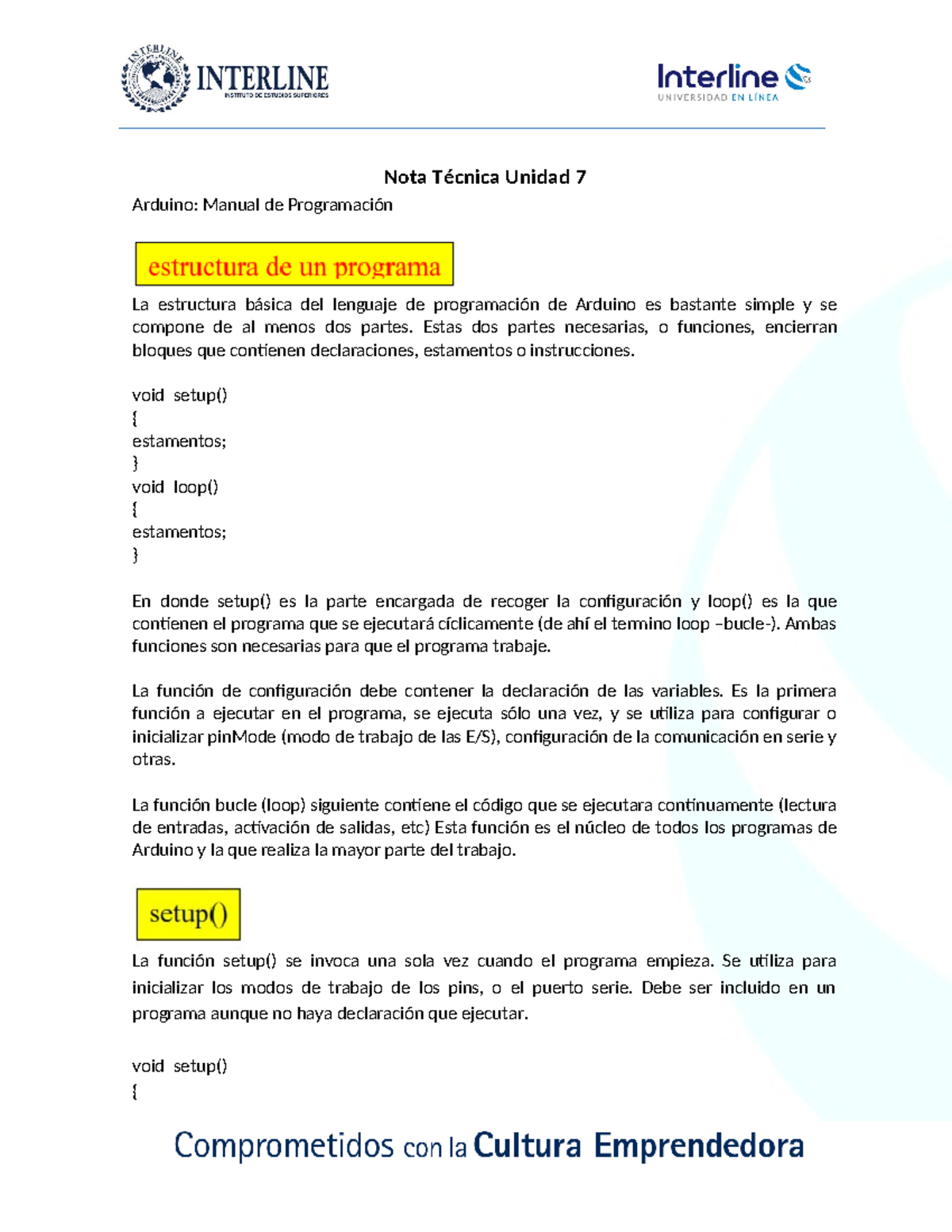 003 Nota Técnica Unidad 7 - Nota Técnica Unidad 7 Arduino: Manual de ...