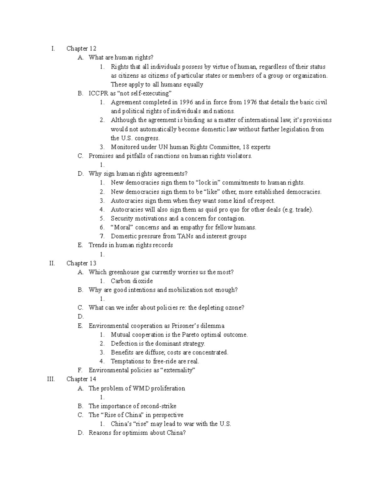 Final - I. Chapter 12 A. What are human rights? 1. Rights that all ...
