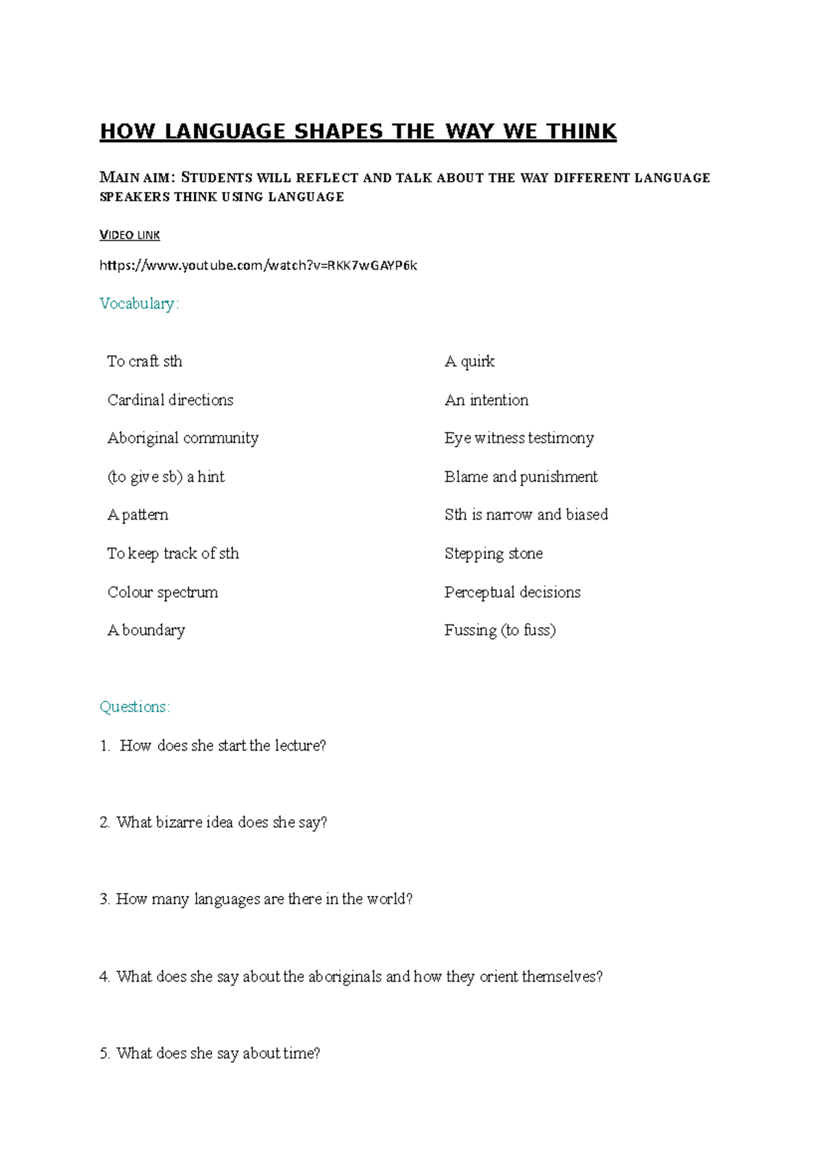 HOW Language Shapes THE WAY WE Think - HOW LANGUAGE SHAPES THE WAY WE ...