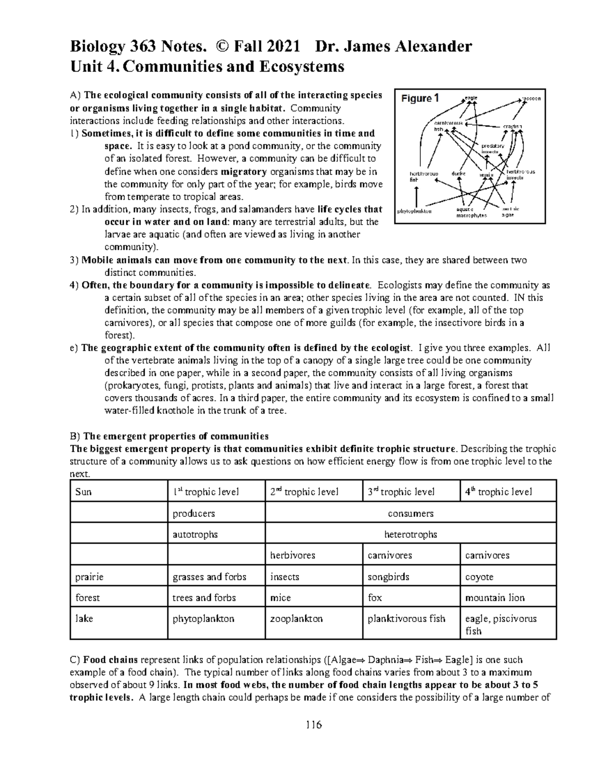 363notes 4 - uofl - Biology 363 Notes. © Fall 2021 Dr. James Alexander ...