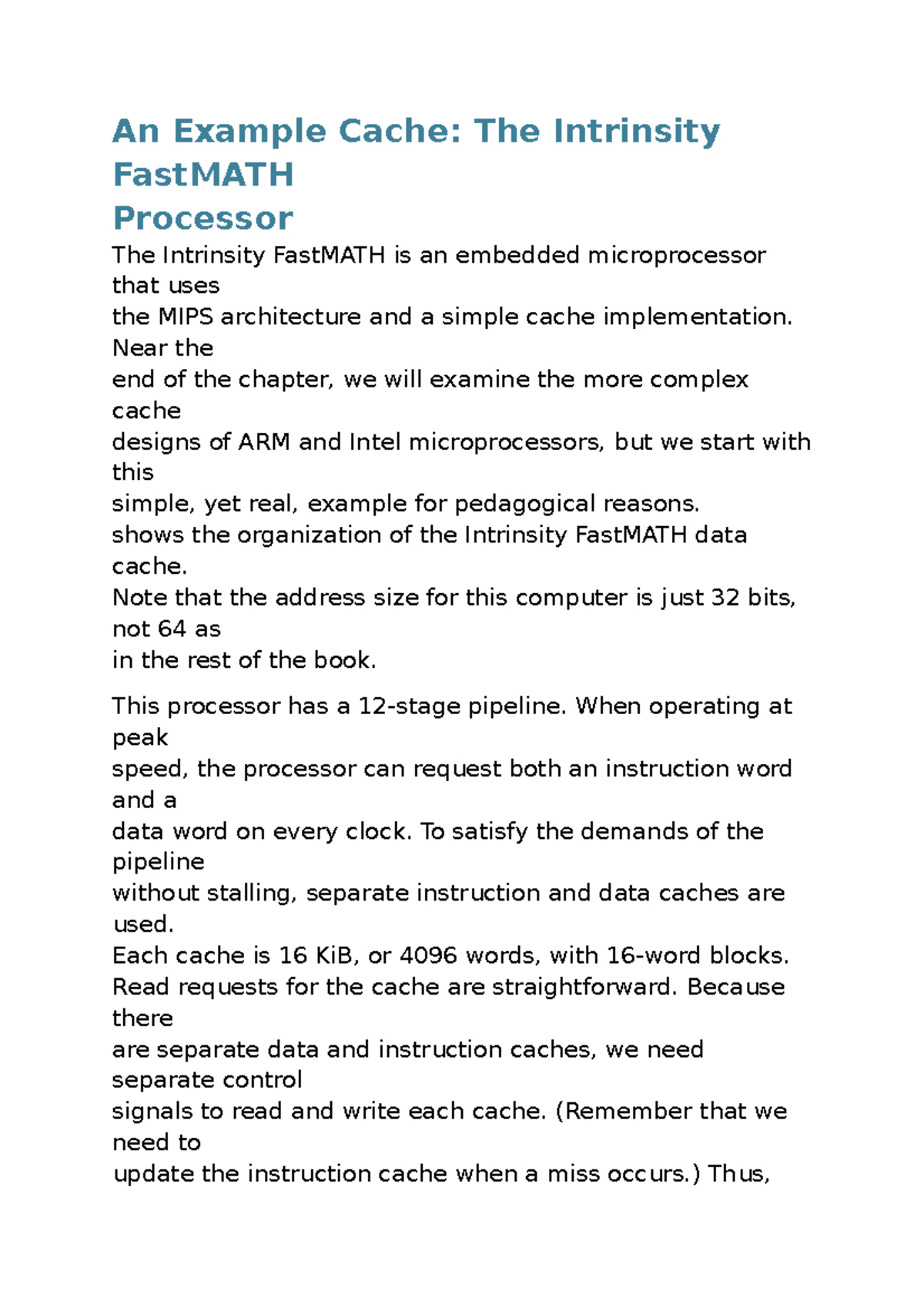 Fast MATH - Fast MATH - An Example Cache: The Intrinsity FastMATH ...