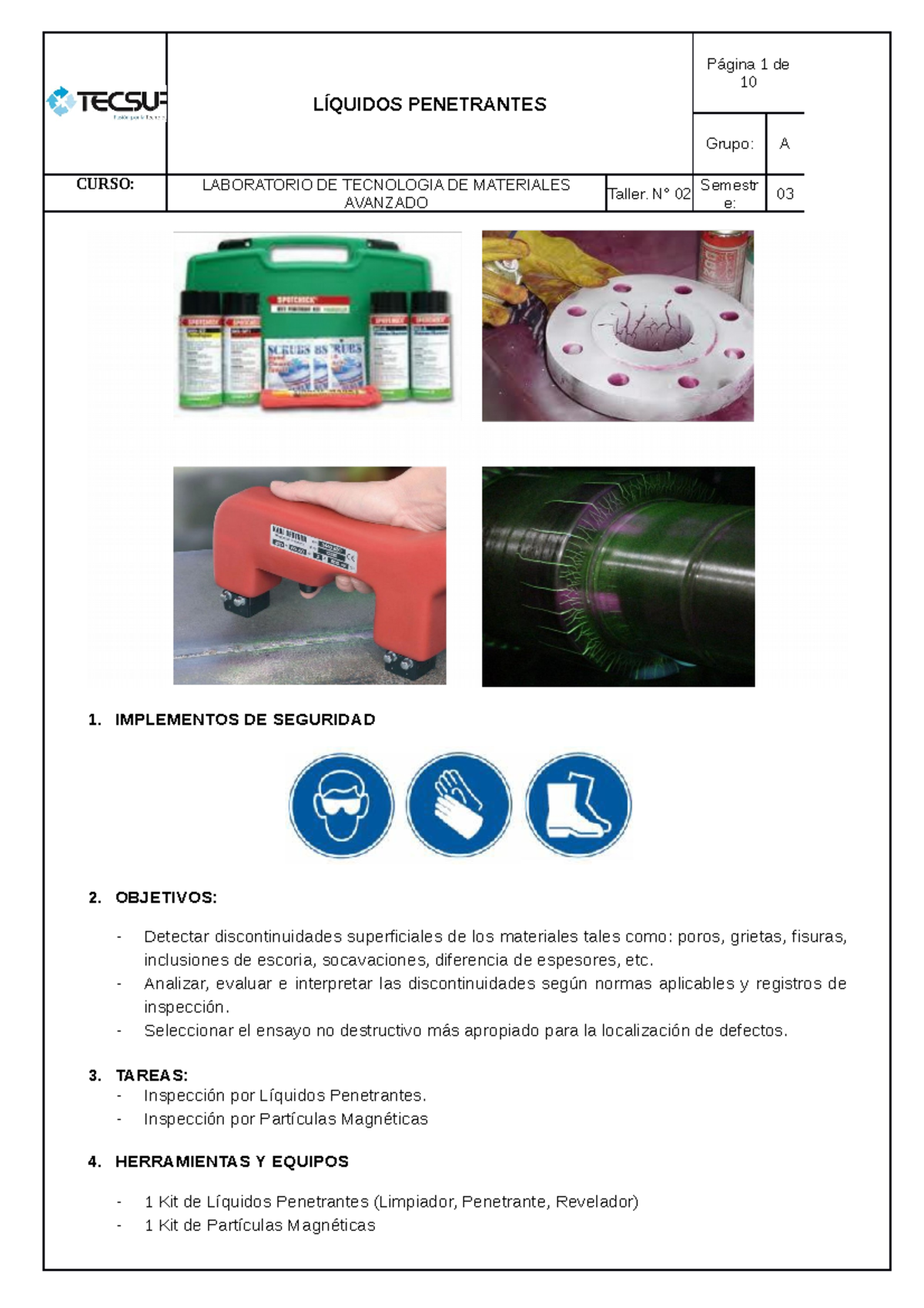 348105577 Lab 04 Liquidos Penetrantes Informe - LÍQUIDOS PENETRANTES 10 ...