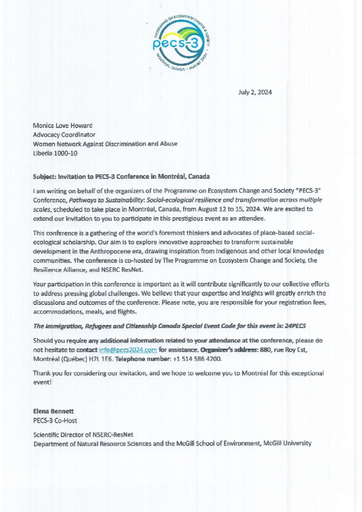 PECS-3 Invitation - Can say it all - CANADA AUGUST July 2, 2024 Monica ...