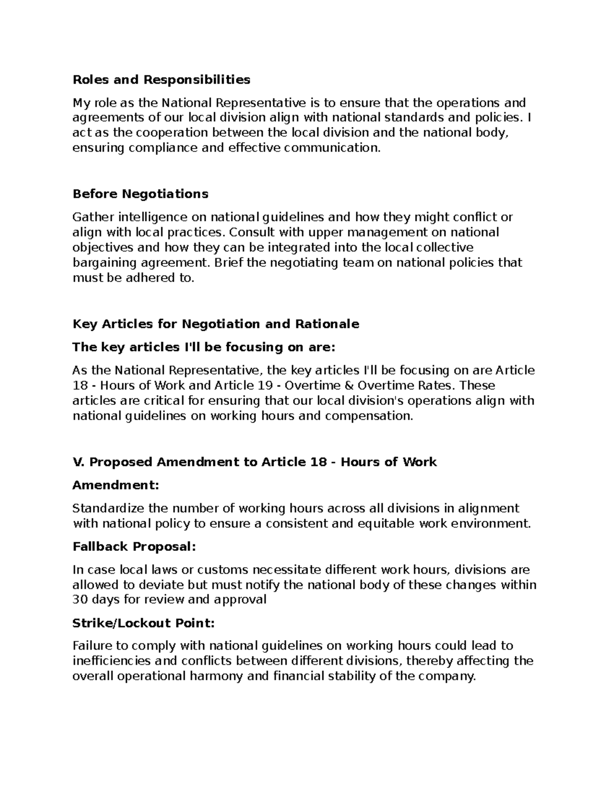 National Representative - I act as the cooperation between the local ...