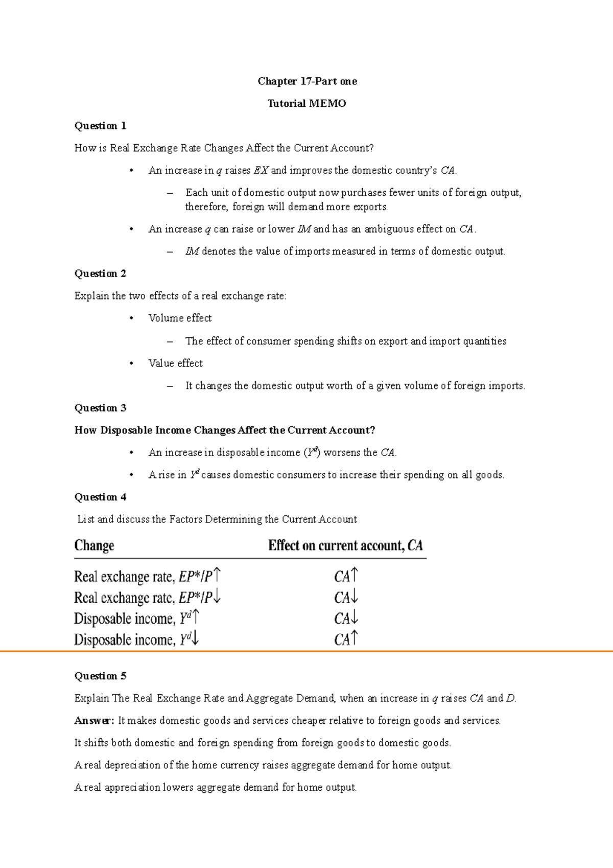 Chapter 17-Tutorial-MEMO - Chapter 17-Part one Tutorial MEMO Question 1 ...