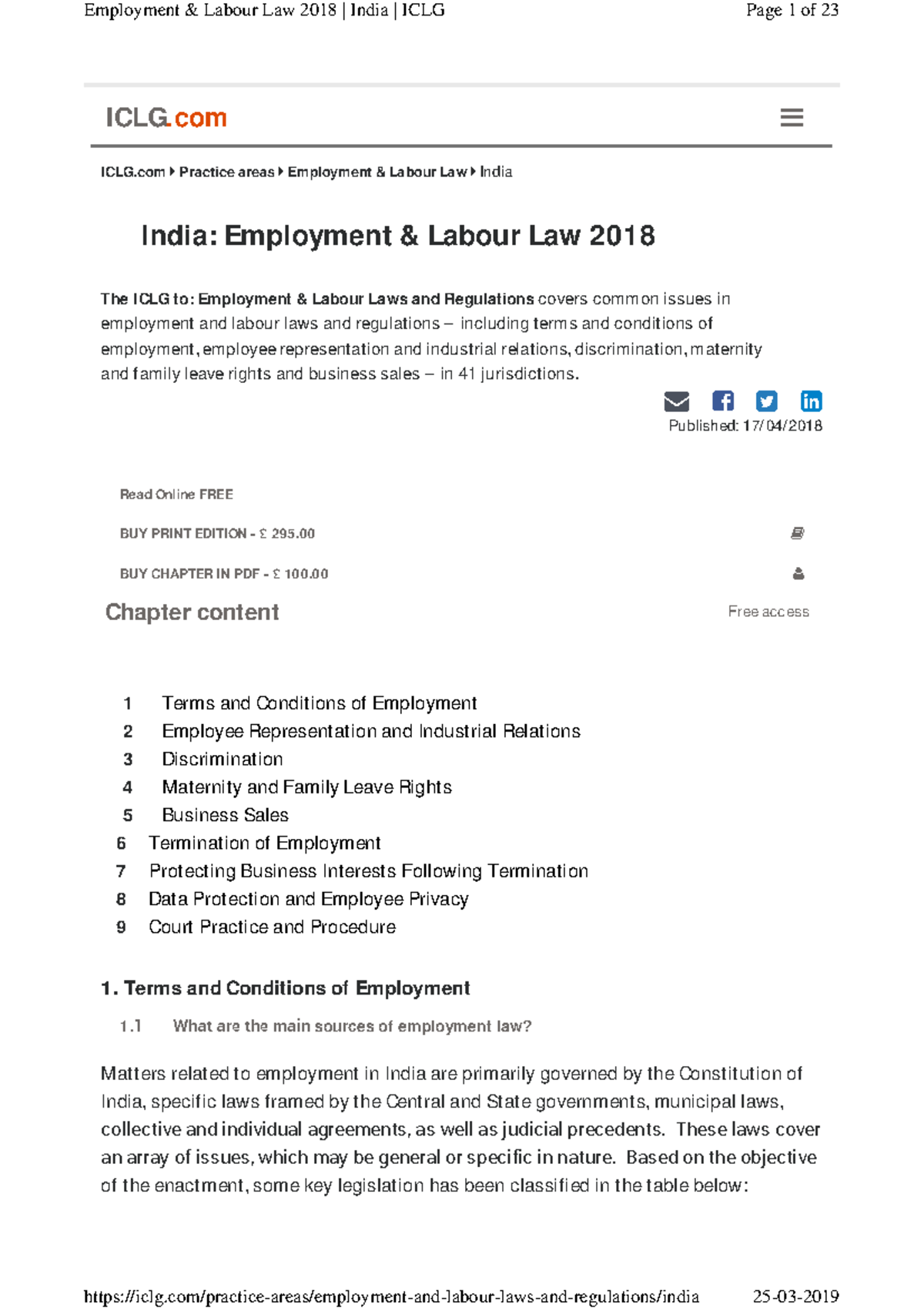 India labor law 2018 - Compiled details - Employment & Labour Law 2018 ...