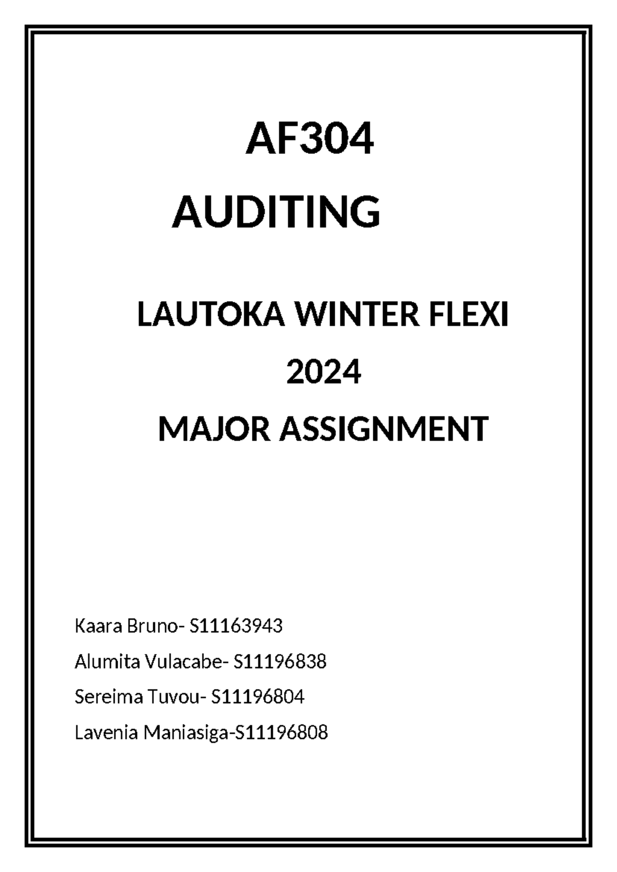 Final Write up AF304 - sample assignment - Kaara Bruno- S Alumita ...