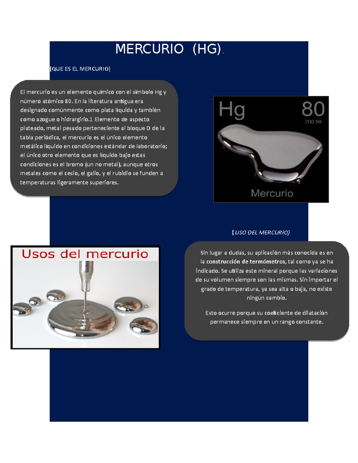 Mercurio - ´.... - MERCURIO (HG). [QUE ES EL MERCURIO] { USO DEL ...