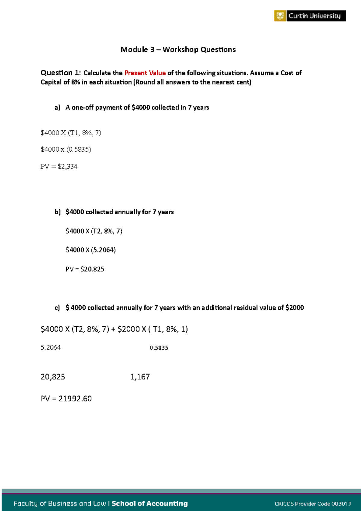 ACCT1002 Workshop 3 Q ONLY - Module 3 – Workshop Questions Question 1 ...