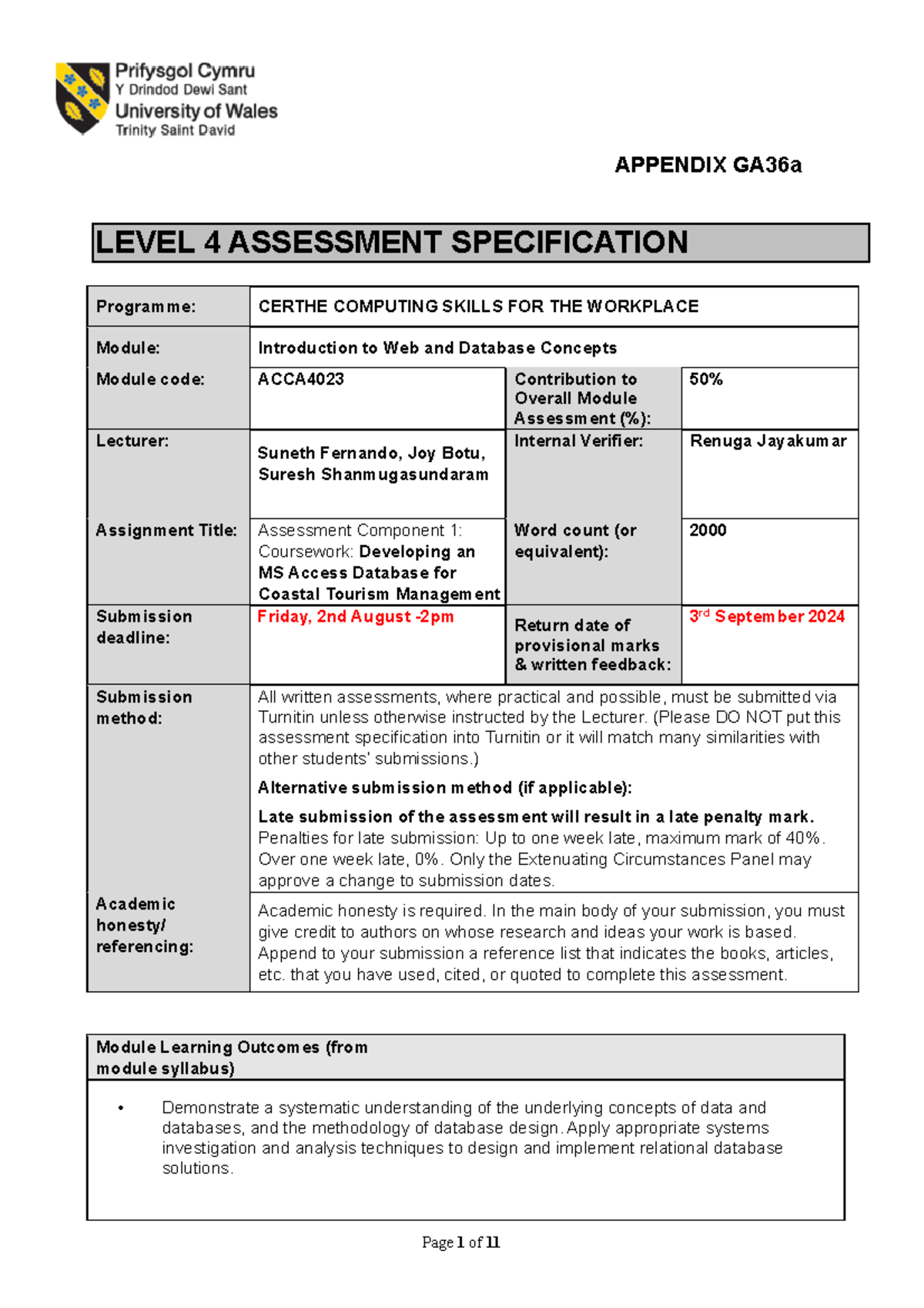 7P-ACCA4023-IWD-Assessment C1 2 - Page 1 of 11 APPENDIX GA36a LEVEL 4 ...