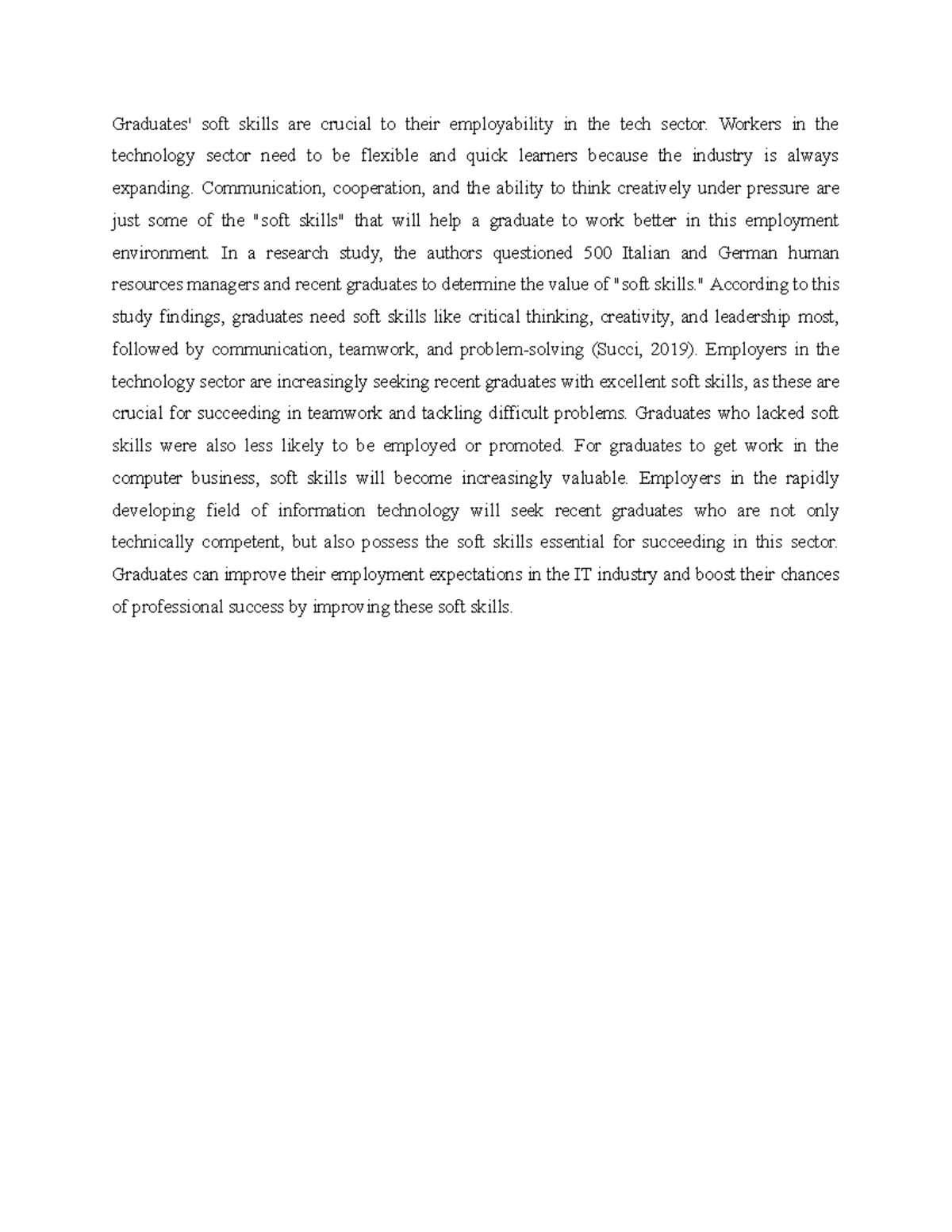 Soft Skills Report Paragraph - Graduates' soft skills are crucial to ...