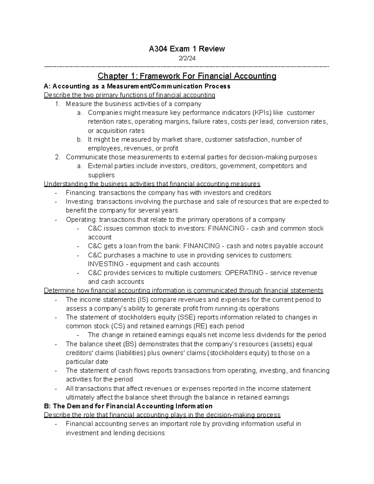 A304 Exam 1 Review - Learning objectives with answers from modules 1, 2 ...