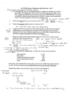 Practice problems for the final - Set 2 solution - ACC 3200 - Studocu