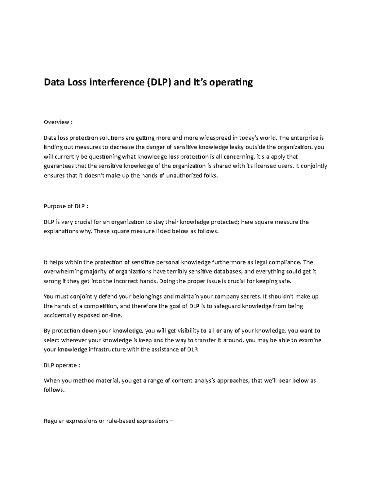 Data Loss interference (DLP) and It’s operating - Data Loss ...